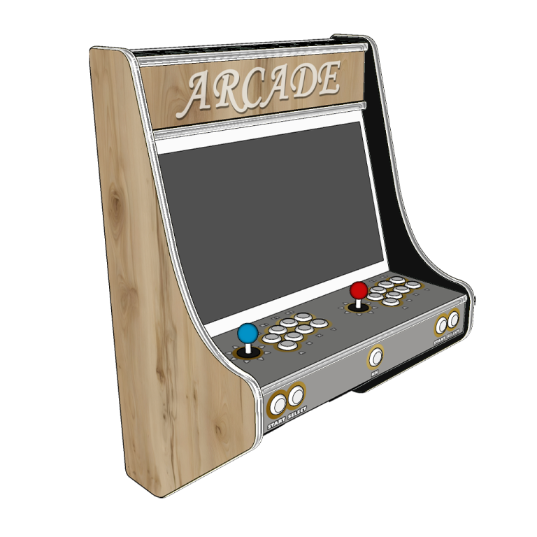 Borne D’arcade Murale Effet Bois | Rétro Arcade